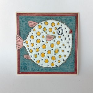 Handmade Ceramic Tile With Fish, Home Decor Tile, Hanging on a Wall ...