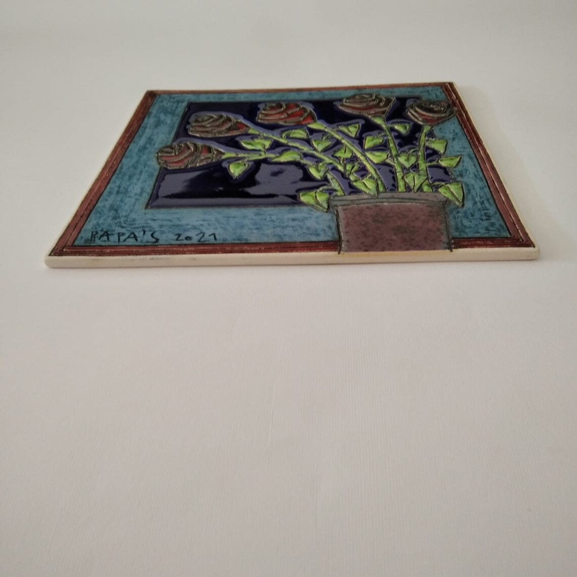 Wall Tiles Handmade Tiles With Roses Wall Decor Tile Roses - Etsy