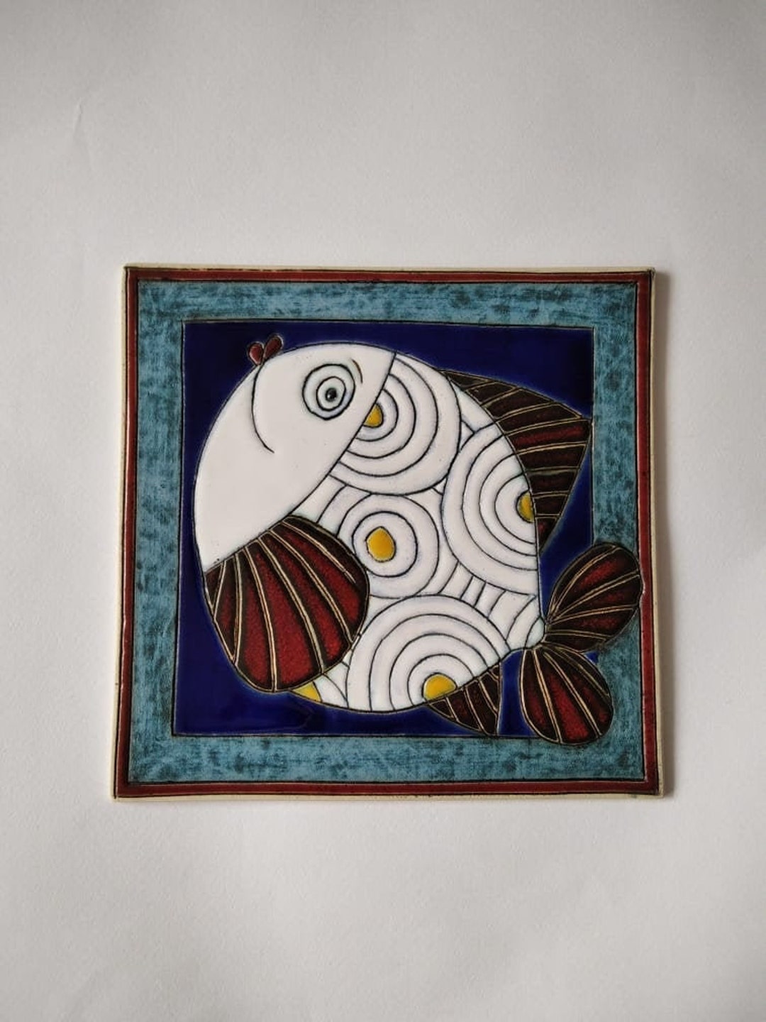 Wall Fish Tile, Art Plates, Decorative Ceramic Tile, Wall Hanging ...