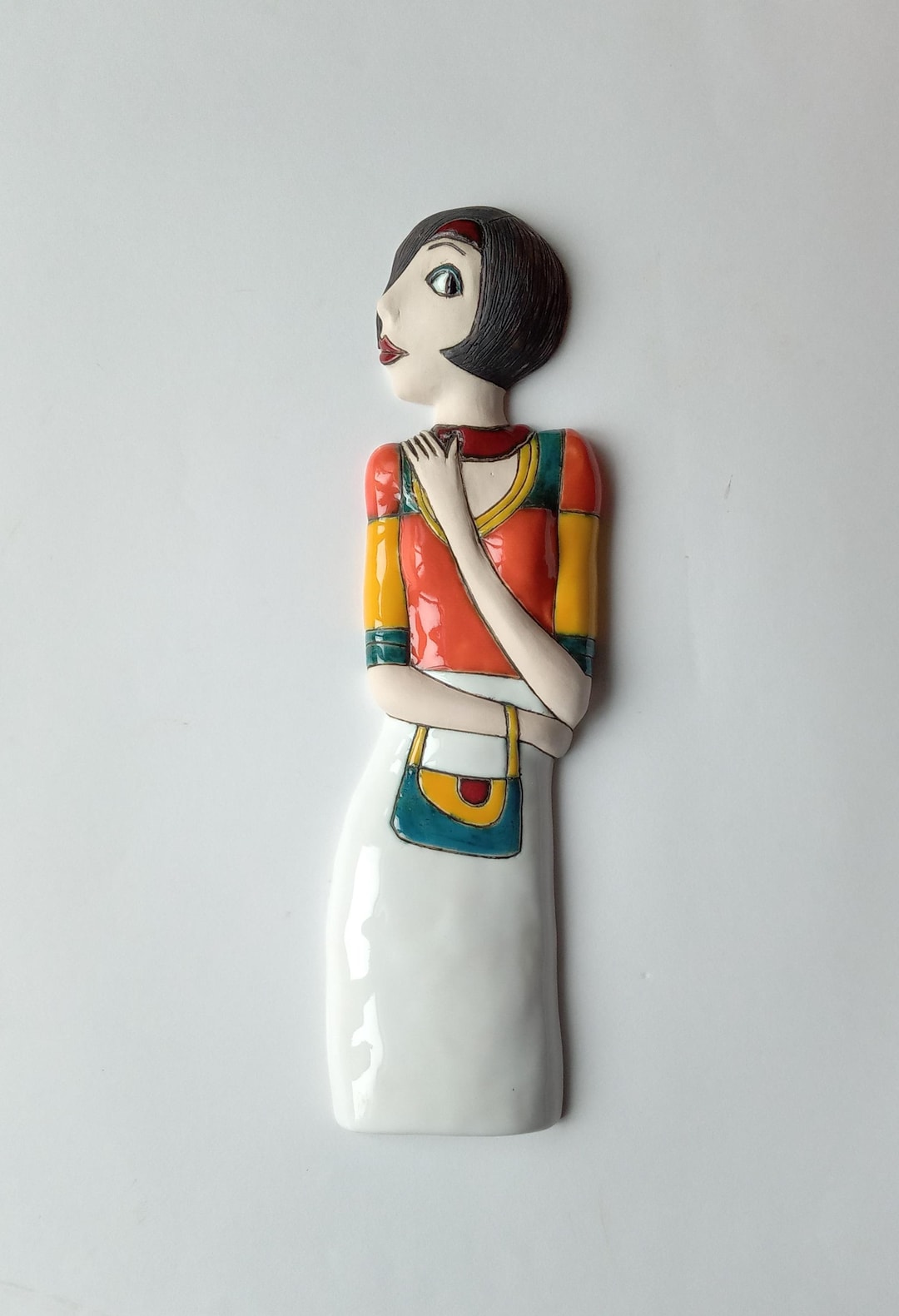 Ceramic Wall Sculpture, Ceramic Figures, Woman Sculpture, Hanging ...
