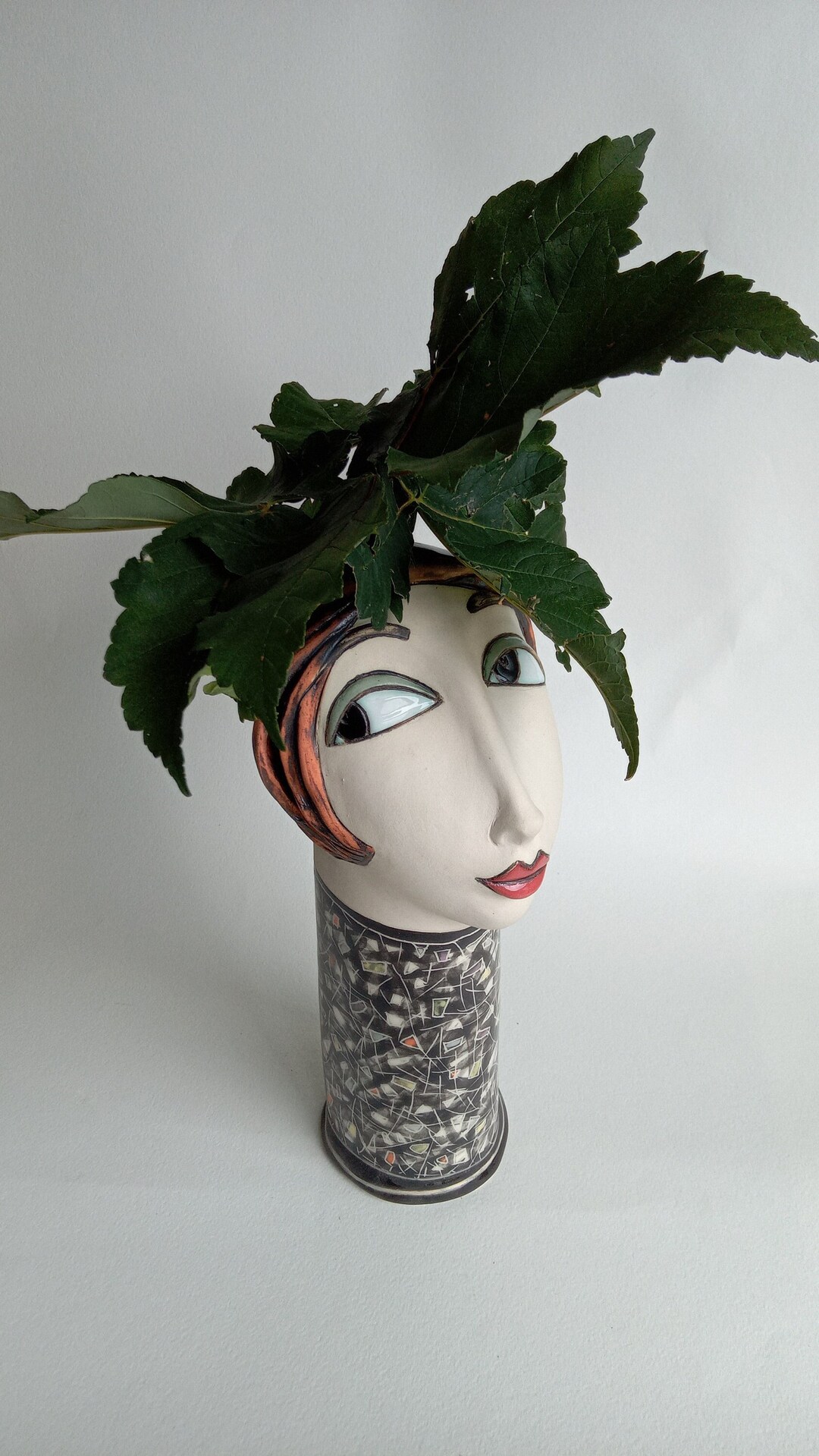 Face Flower Pot, Ceramic Woman Sculpture, Flower Ceramic Vase, Modern ...