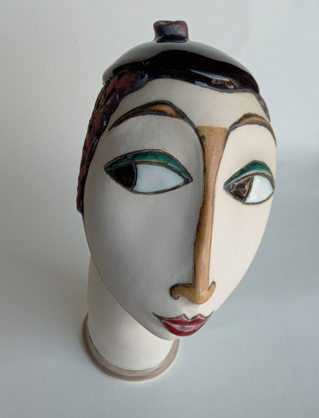 Unique Ceramic Vase, Handmade Table Centerpiece, Head Vase, Home Decor ...