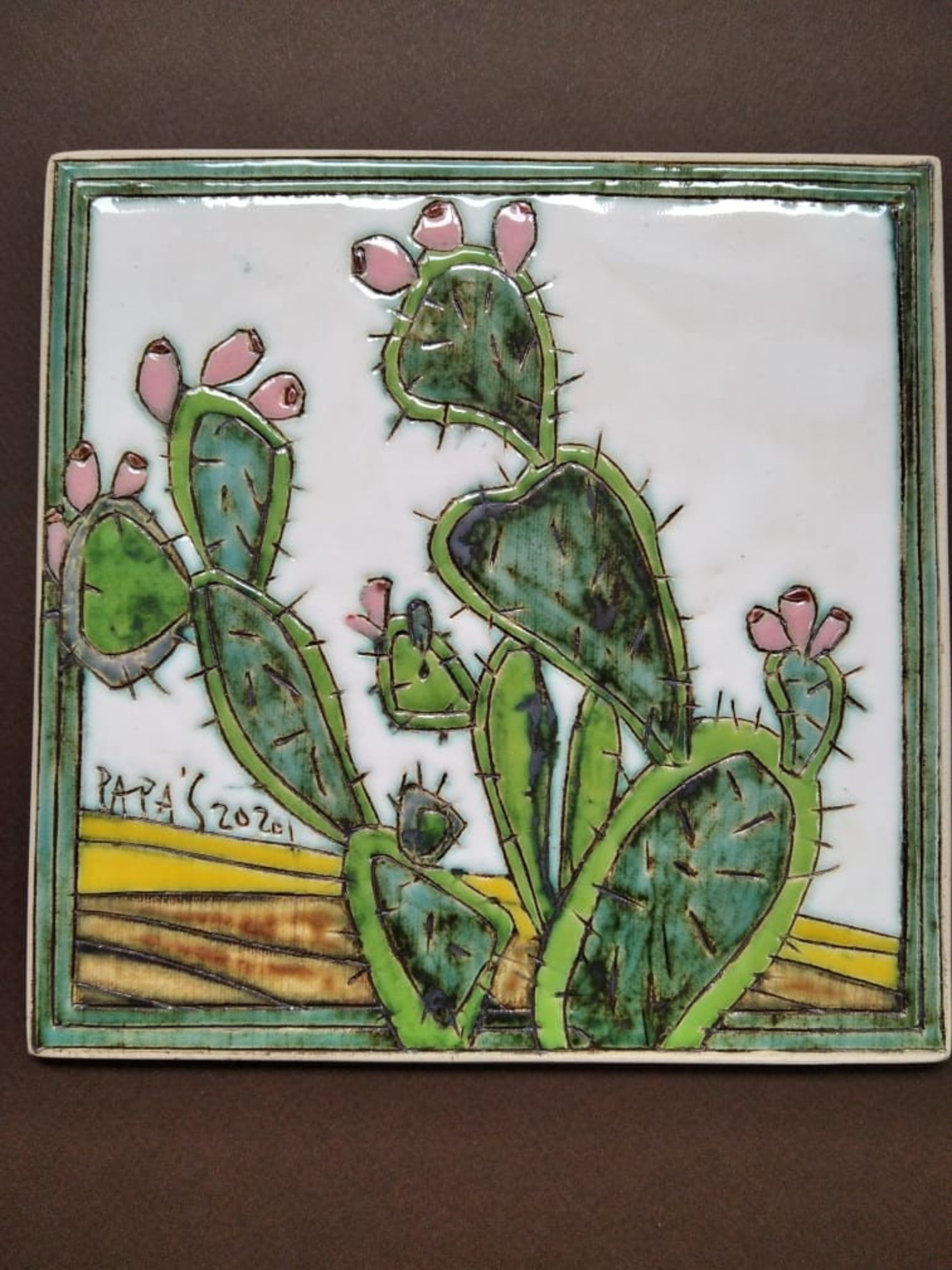 Ceramic Tiles, Cactus Tiles, Pottery Cacti Tiles, Cacti Lover Tile ...