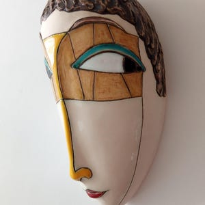 Wall Mask, Ceramic Mask, Handmade Mask Woman, Hanging Wall Mask, Woman ...