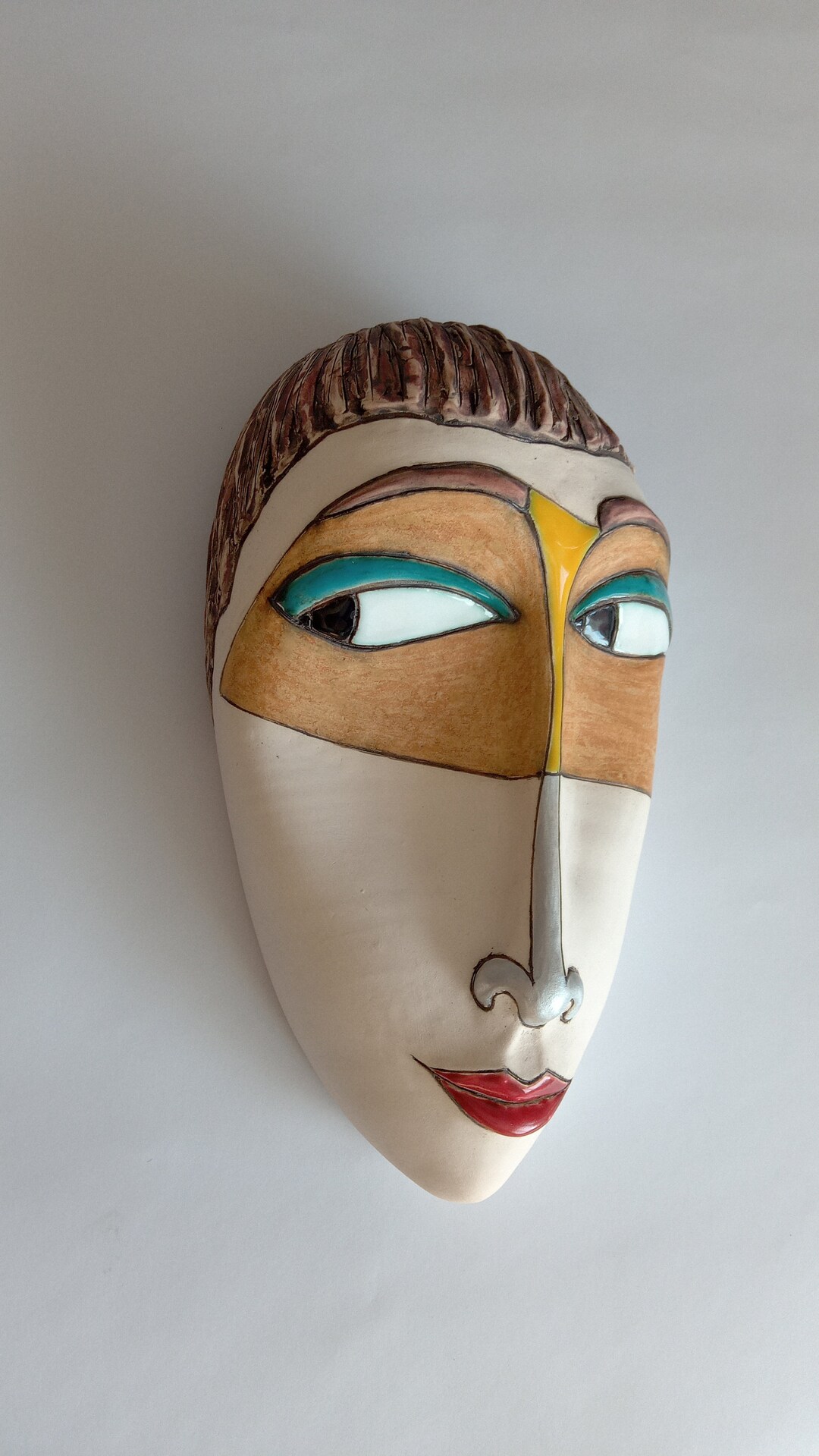 Ceramic Mask Handmade, Ceramic Face, Ceramic Sculpture, Mask for Wall ...