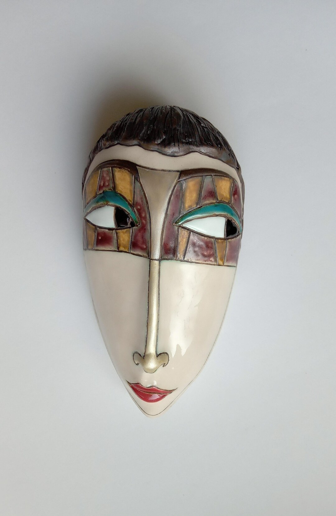 Ceramic Mask Handmade, Ceramic Face, Ceramic Sculpture, Mask for Wall ...