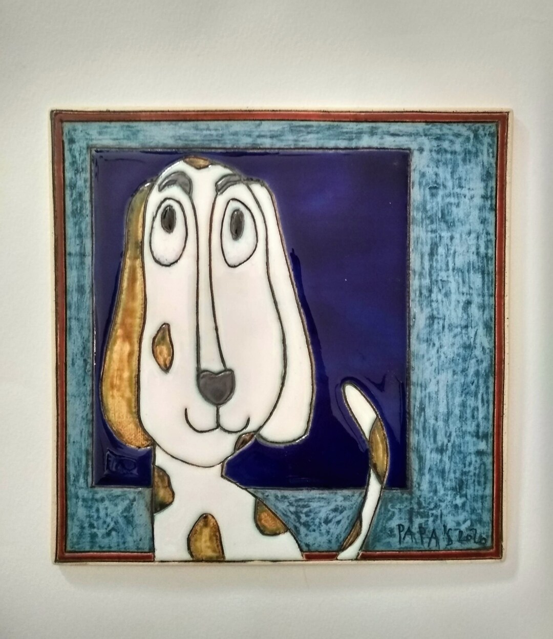 Handmade Ceramic Tile With Dog, Decorative Tile, Dog Lovers Tile ...
