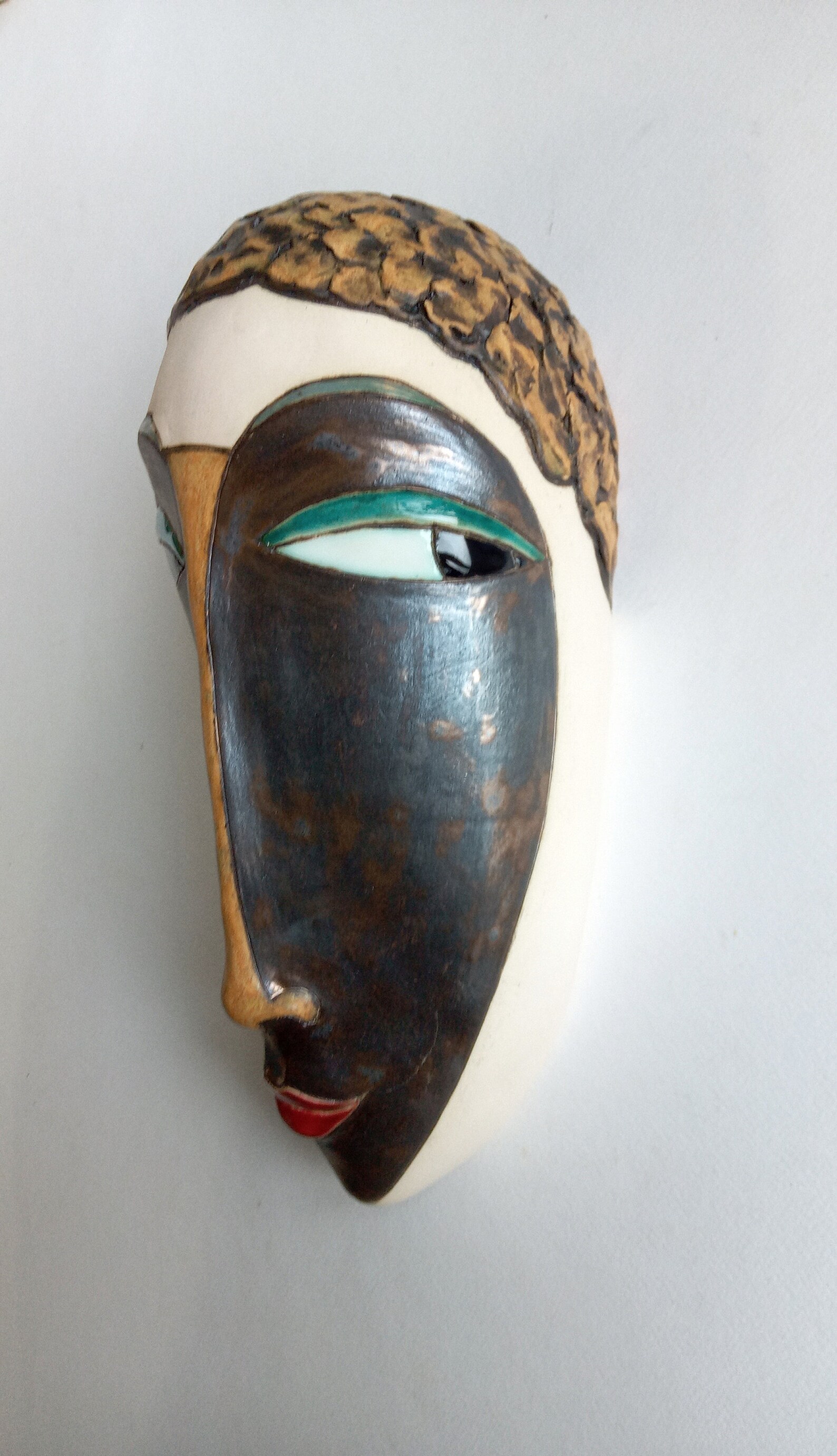 Ceramic Mask Handmade, Ceramic Face, Ceramic Sculpture, Mask for Wall ...