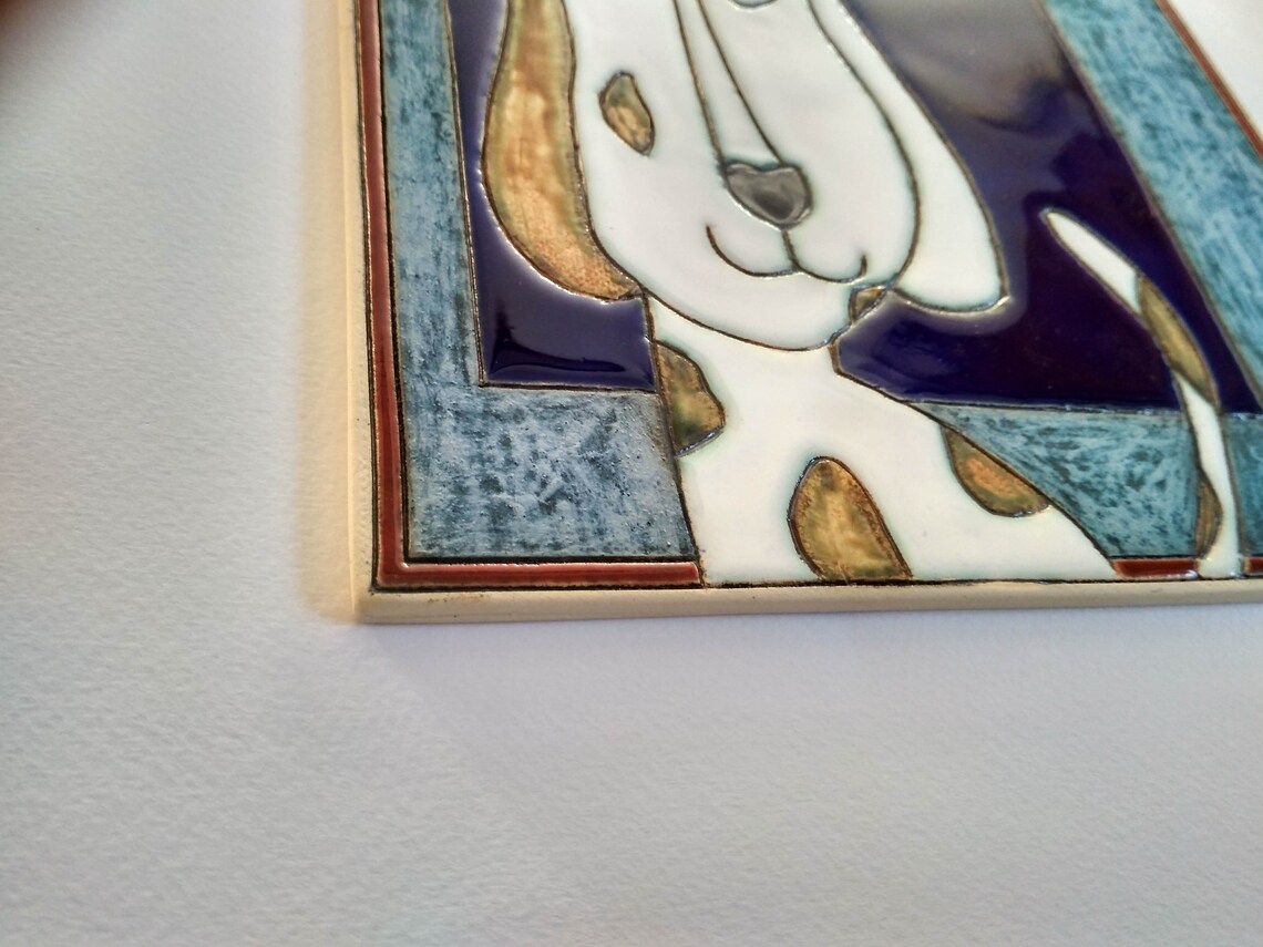 Handmade Ceramic Tile With Dog Decorative Tile Dog Lovers - Etsy Ireland