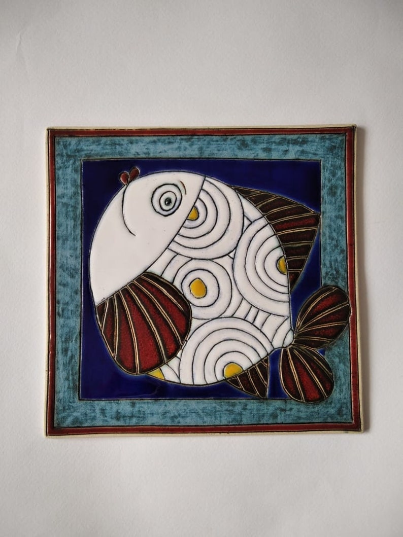 Wall Fish Tile, Art Plates, Decorative Ceramic Tile, Wall Hanging ...