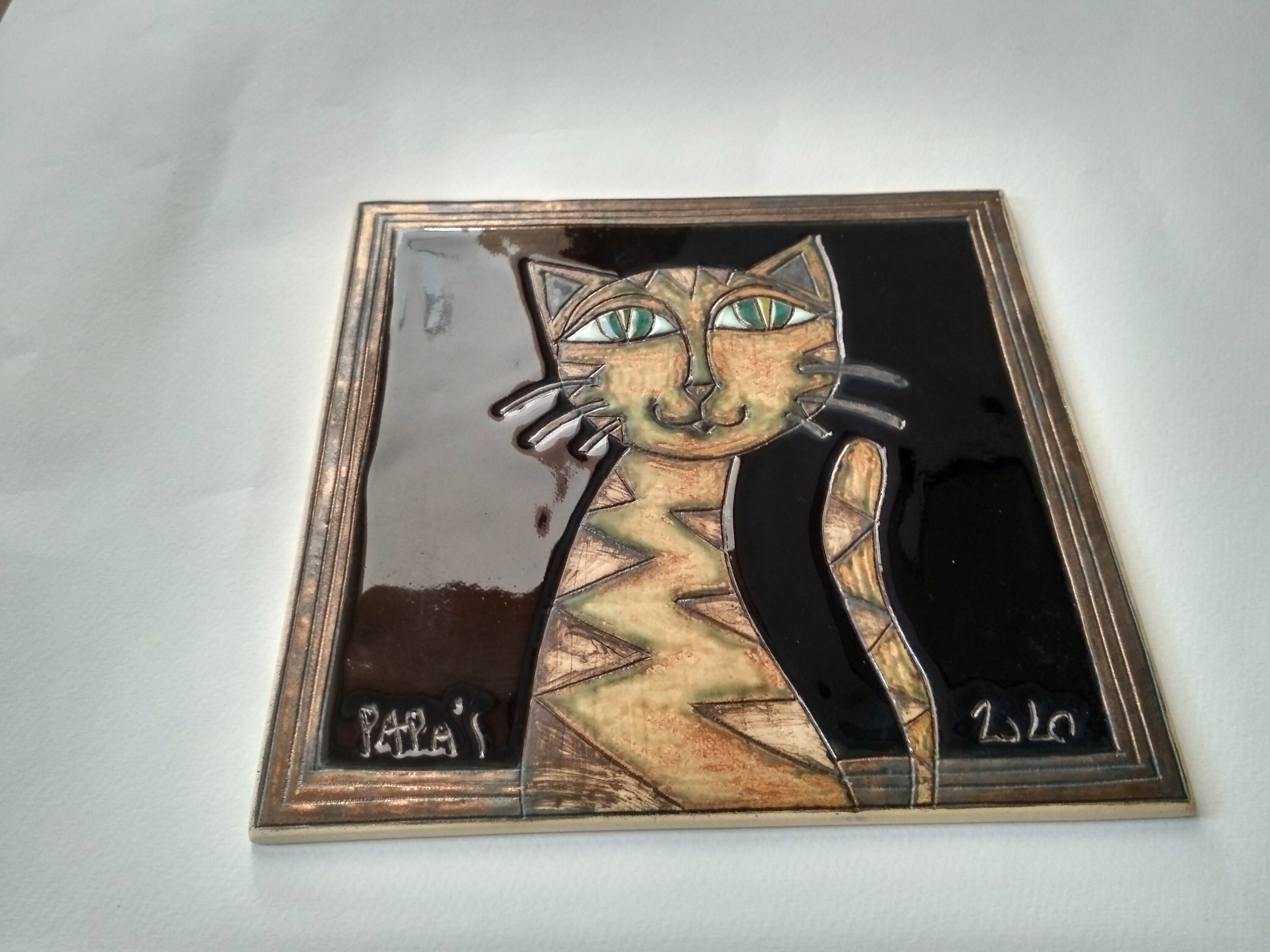Wall Tiles Cat Tile Pottery Cat Tile Wall Hanging Handmade | Etsy