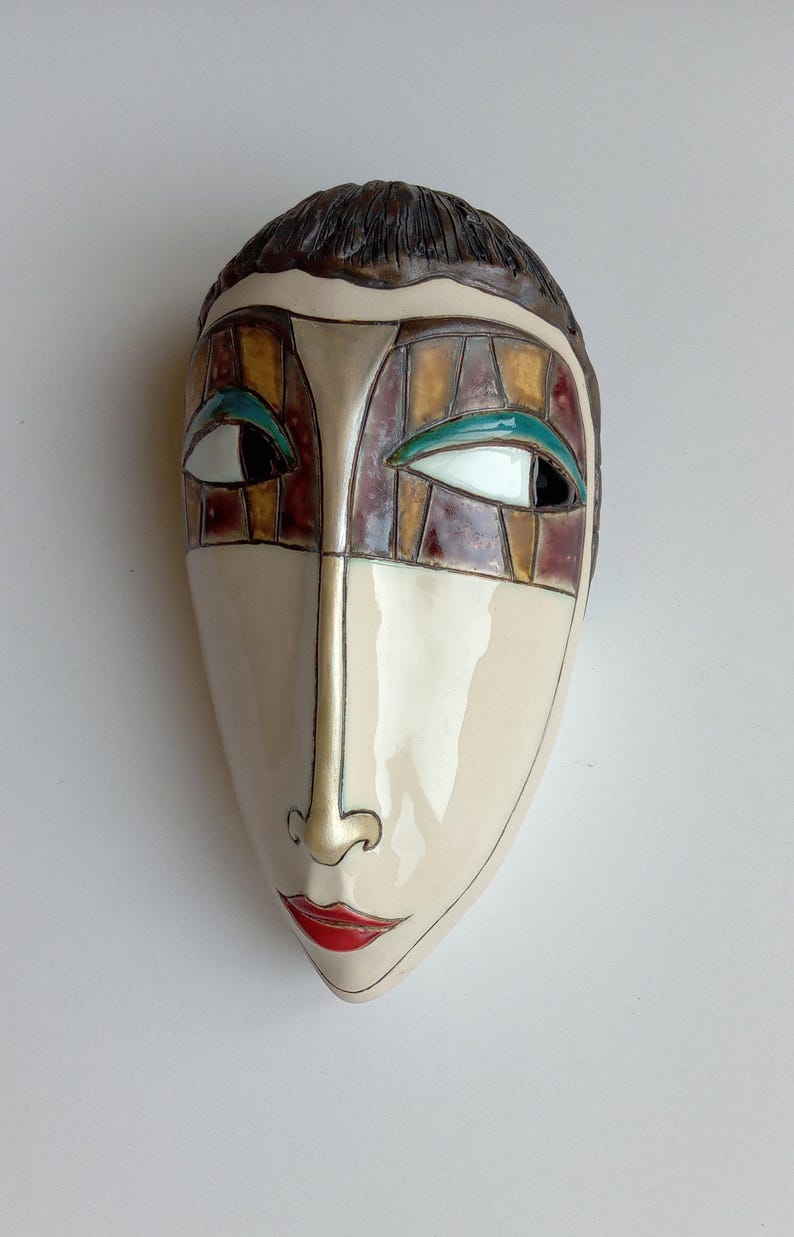 Ceramic Mask Handmade, Ceramic Face, Ceramic Sculpture, Mask for Wall ...