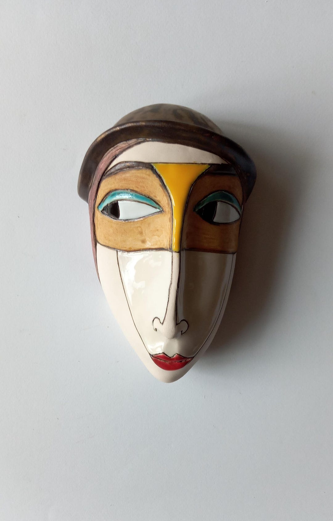 Modern Sculpture, Wall Art Sculpture, Handmade Mask, Home Decor Mask ...