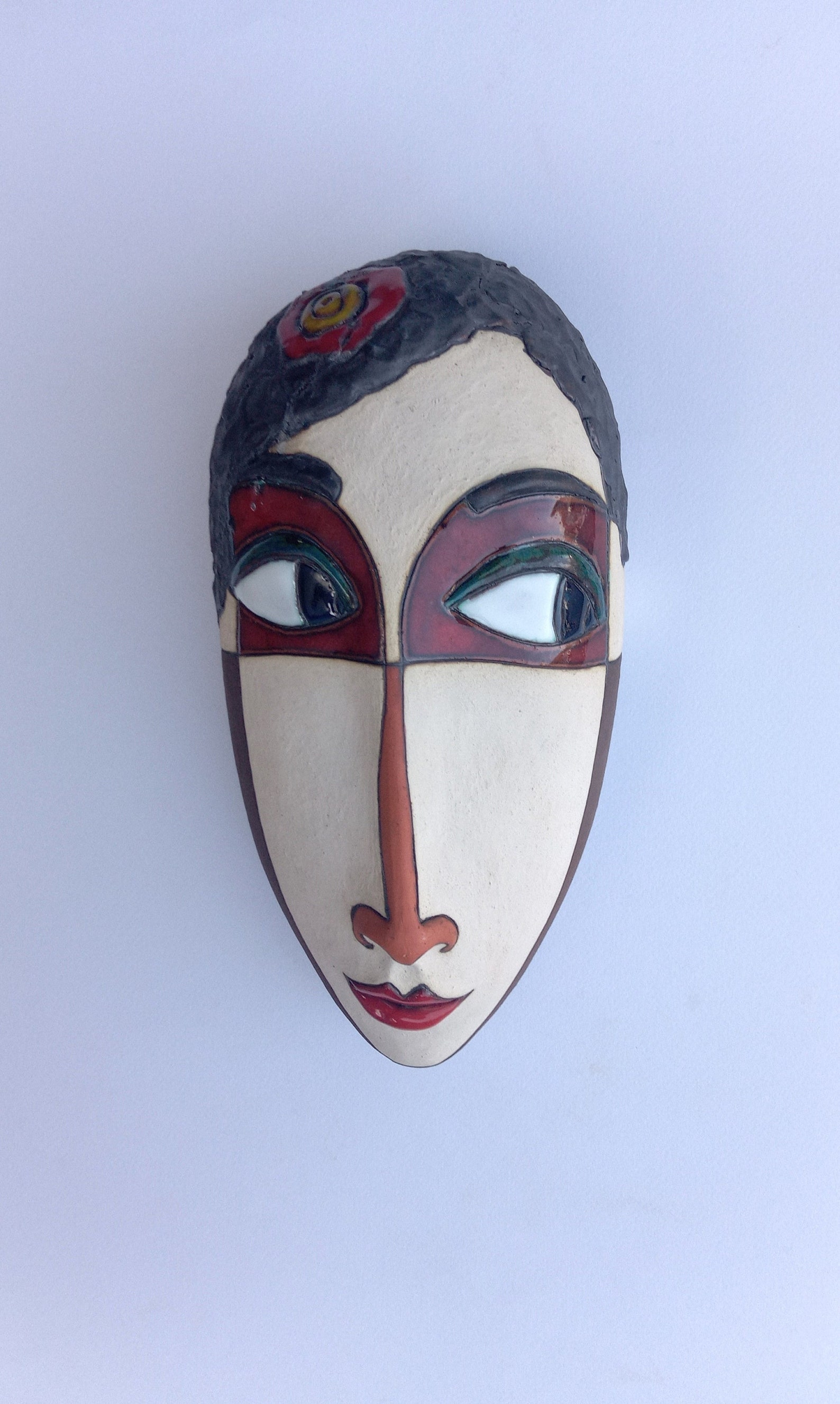 Ceramic Sculpture, Mask for Wall, Home Decor Mask, Fireplace Decor ...