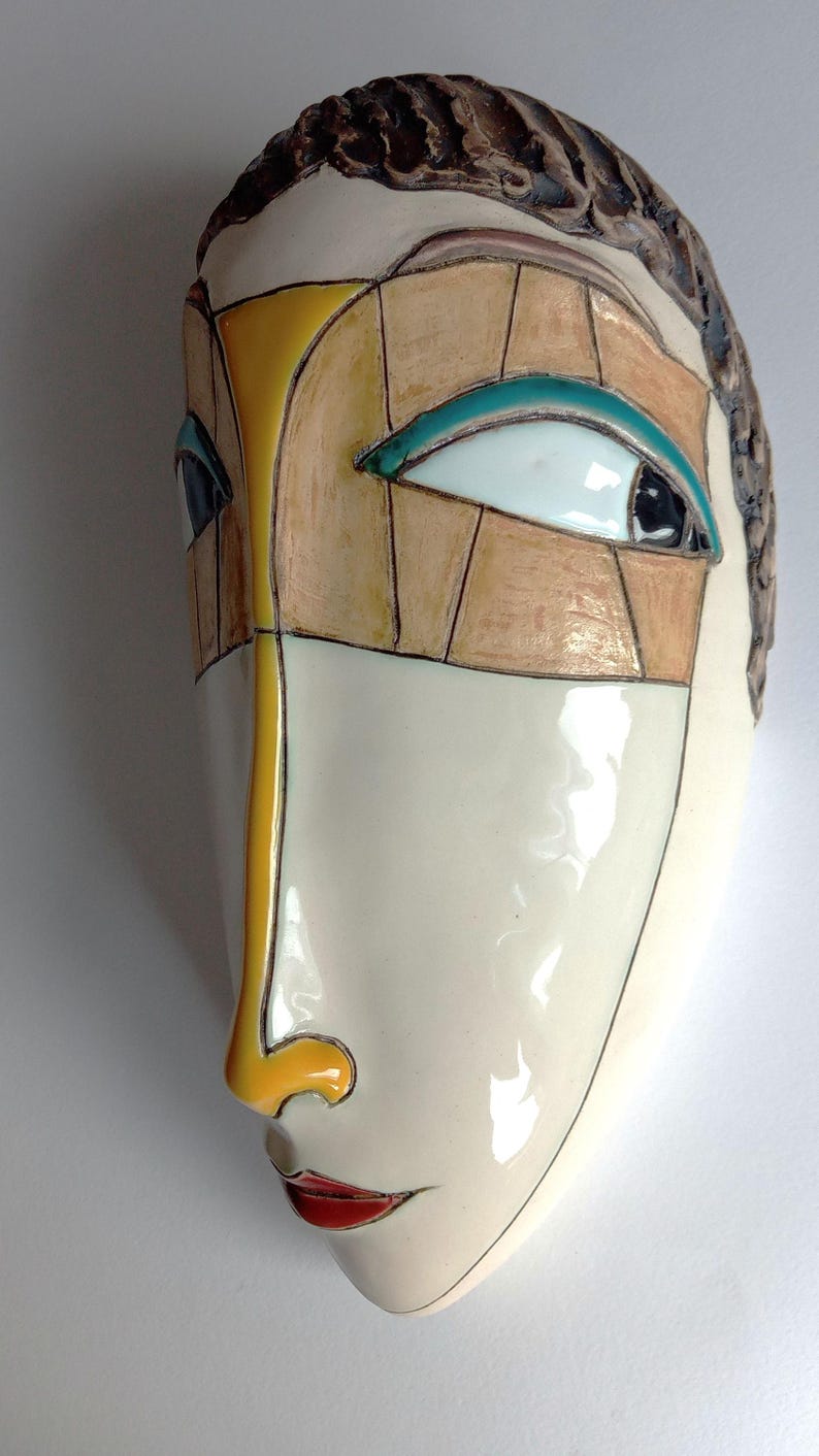 Wall Mask, Ceramic Mask, Handmade Mask Woman, Hanging Wall Mask, Woman ...