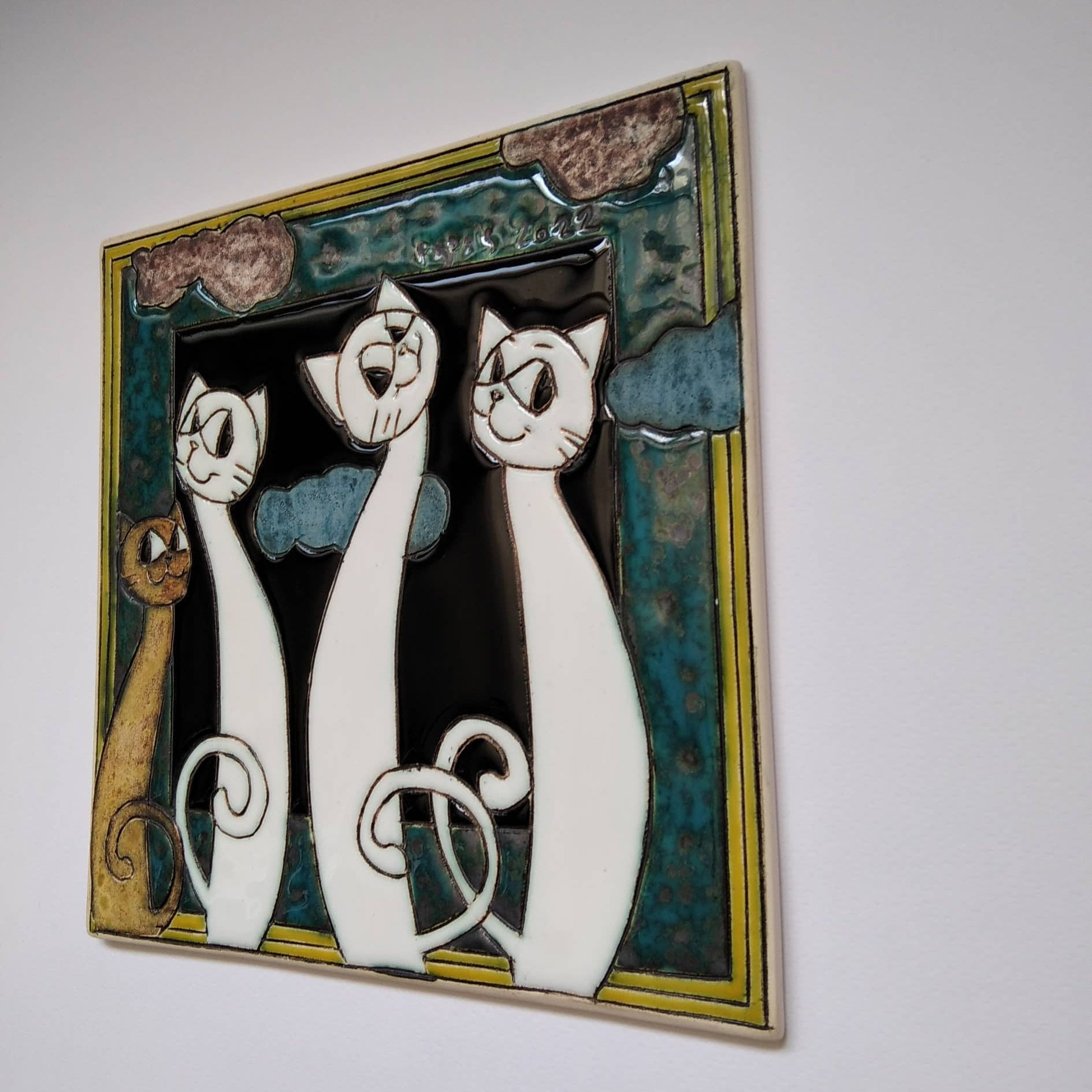 Ceramic Tiles, Home Decor Tiles, Pottery Tiles, Cats Motif Tile ...