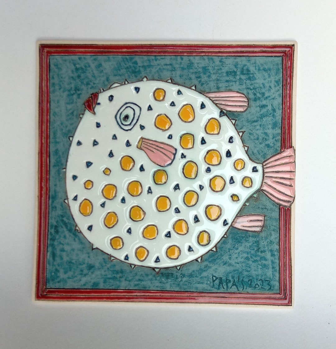 Ceramic Tile, Fish Tile, Hanging Figure, Home Decor Tile, Pottery Tiles ...