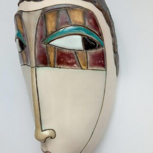 Ceramic Mask Handmade, Ceramic Face, Ceramic Sculpture, Mask for Wall ...
