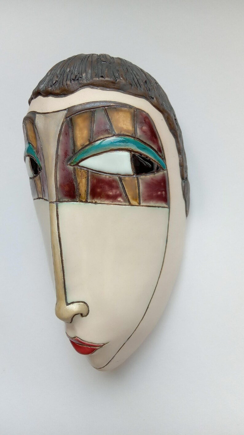 Ceramic Mask Handmade, Ceramic Face, Ceramic Sculpture, Mask for Wall ...