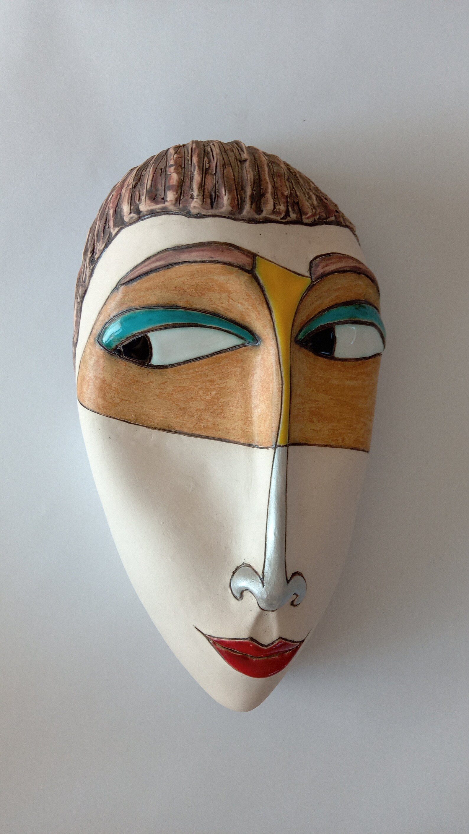 Ceramic Mask Handmade, Ceramic Face, Ceramic Sculpture, Mask for Wall ...