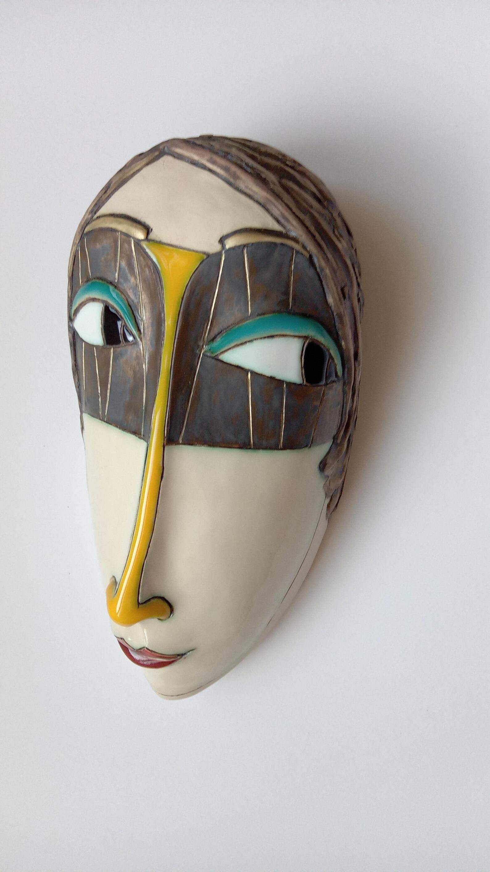Ceramic Mask Handmade, Ceramic Face, Ceramic Sculpture, Mask for Wall ...