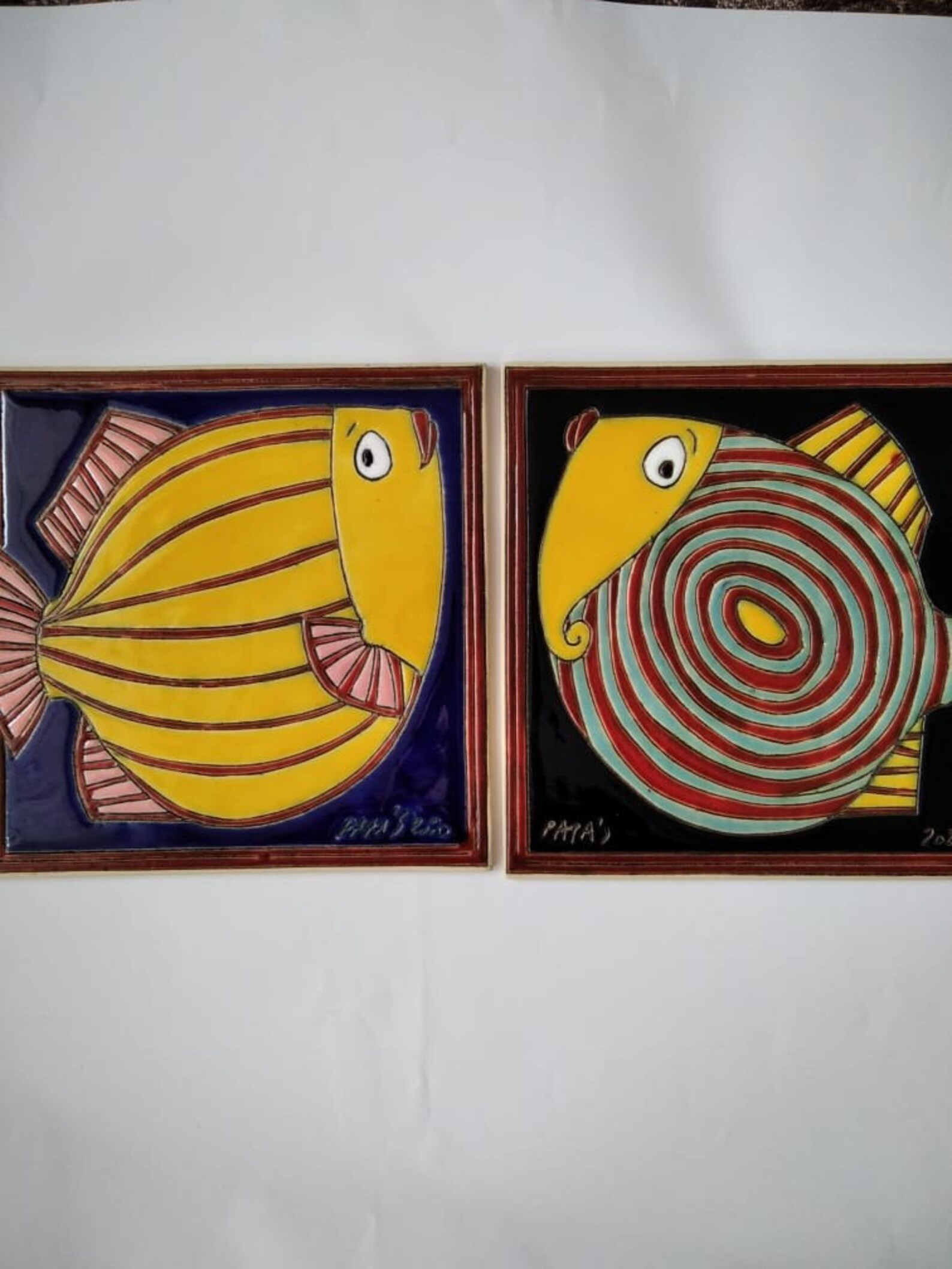 Handmade ceramic tile with fish Home decor tile Hanging on a | Etsy