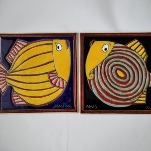 Handmade ceramic tile with fish Home decor tile Hanging on a | Etsy