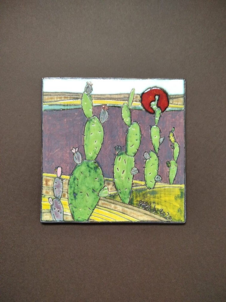 Cactus Tile, Handmade Ceramic Art Tile With Cactus, Home Decor, Hanging ...