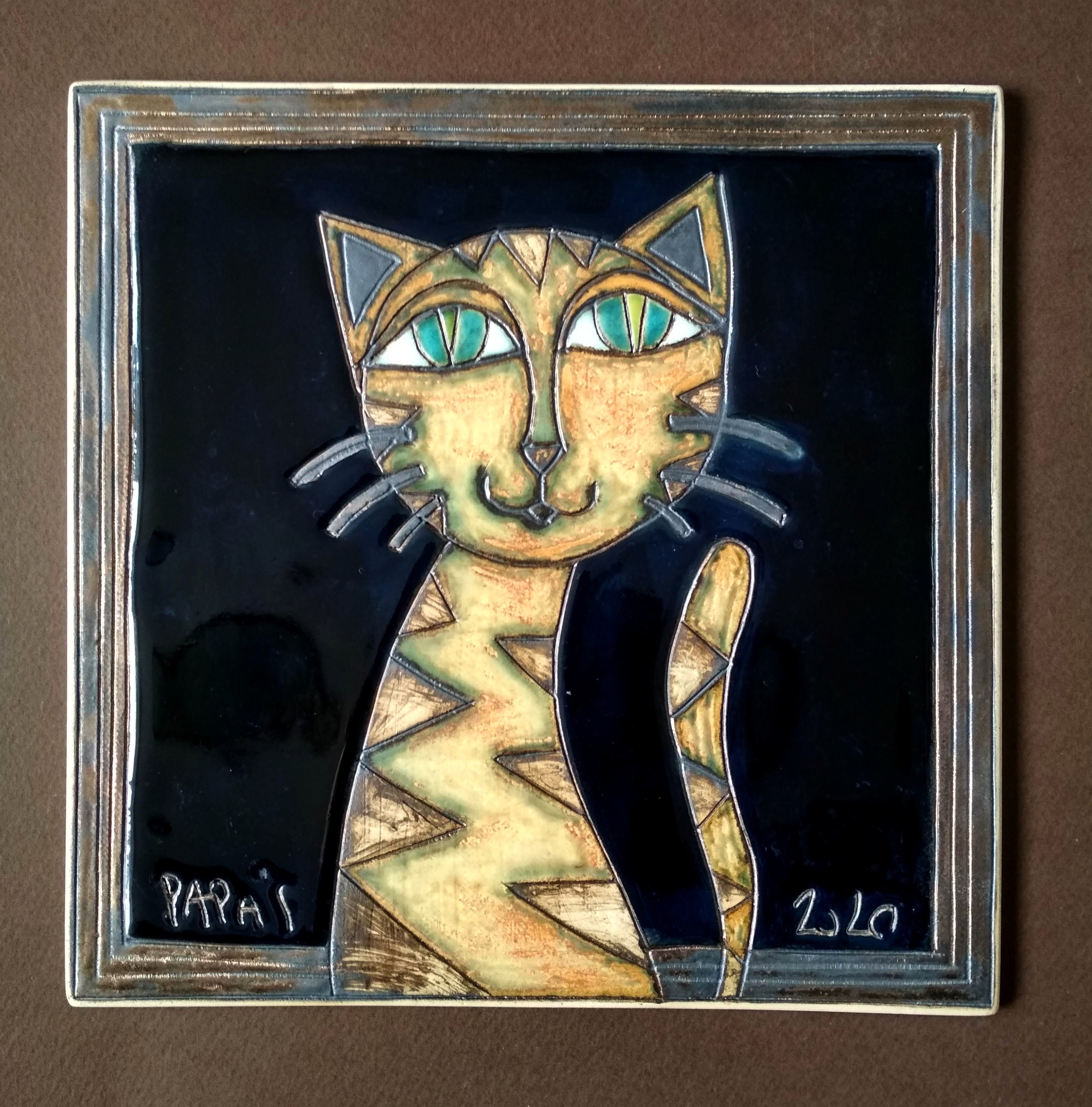Wall Tiles Cat Tile Pottery Cat Tile Wall Hanging Handmade - Etsy