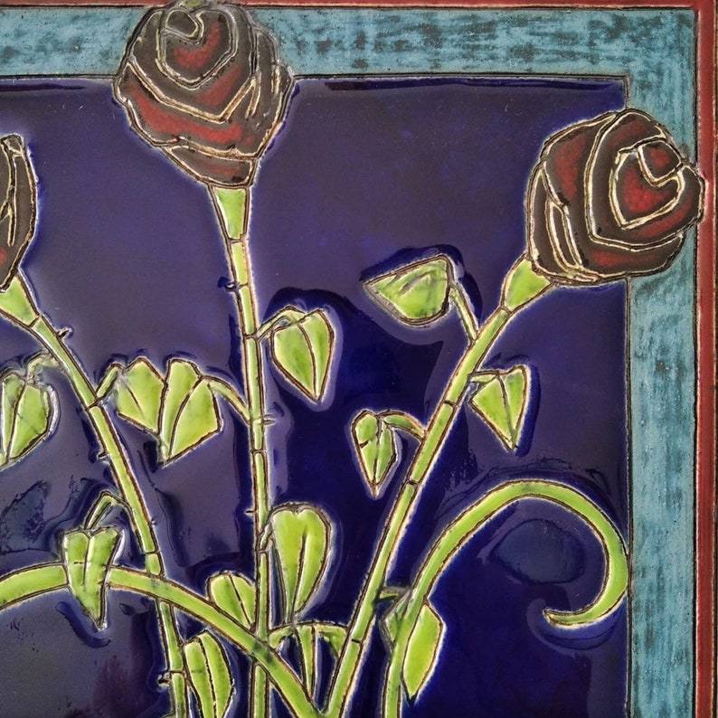 Handmade Roses Tile Ceramic Wall Tile Home Decor Wall - Etsy
