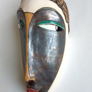 Ceramic Mask Handmade, Ceramic Face, Ceramic Sculpture, Mask for Wall ...