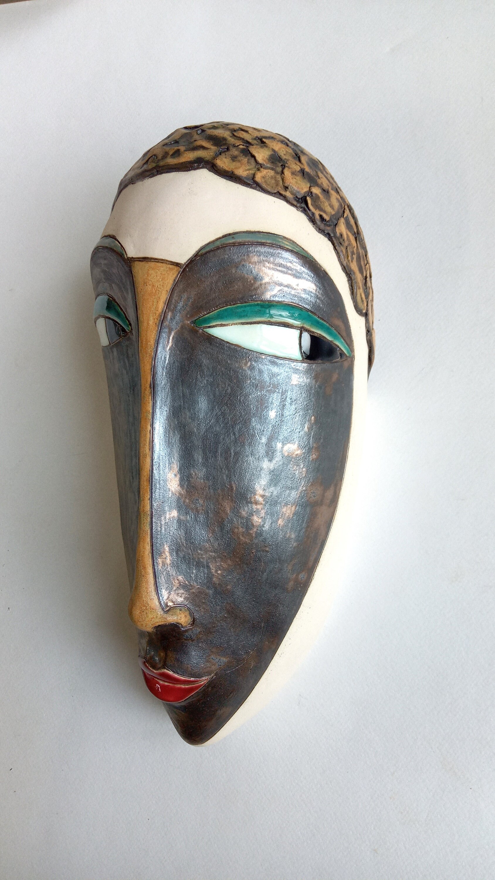 Ceramic Mask Handmade, Ceramic Face, Ceramic Sculpture, Mask for Wall ...