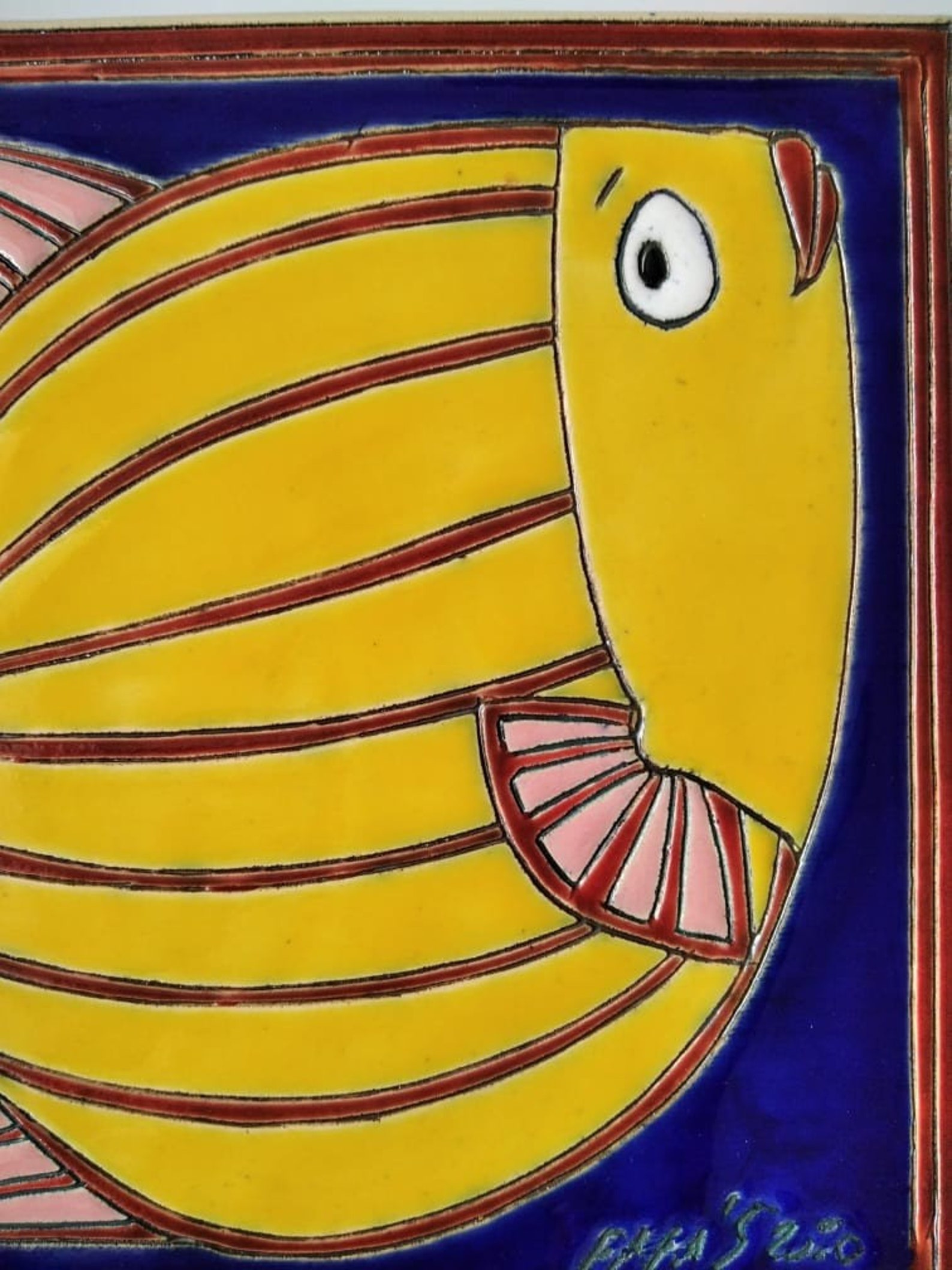 Handmade ceramic tile with fish Home decor tile Hanging on a | Etsy