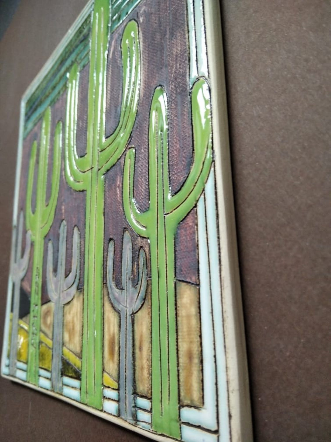 Cactus Tile Cactus Decor Handmade Tile Tile Covering | Etsy