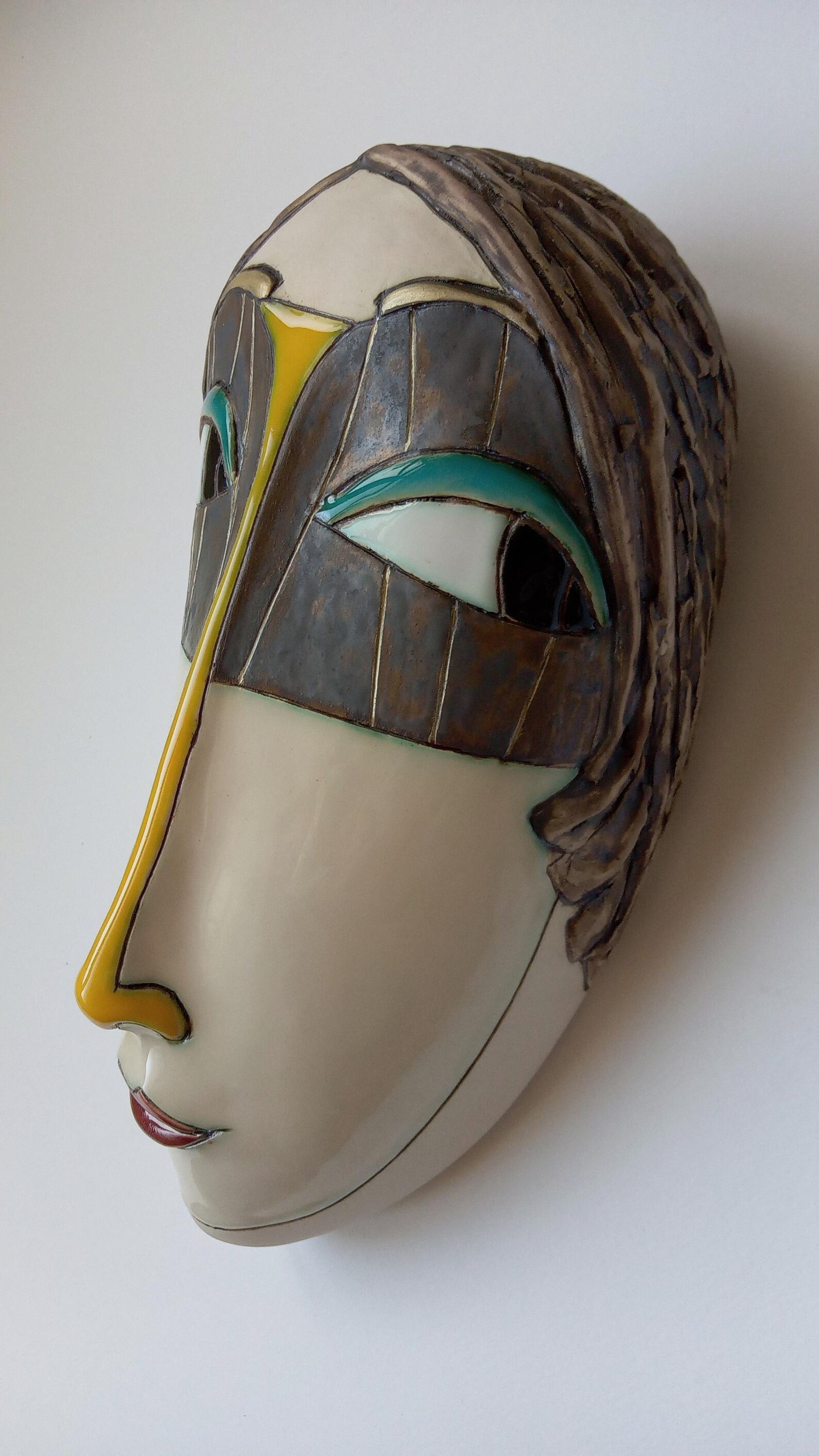 Ceramic Mask Handmade, Ceramic Face, Ceramic Sculpture, Mask for Wall ...