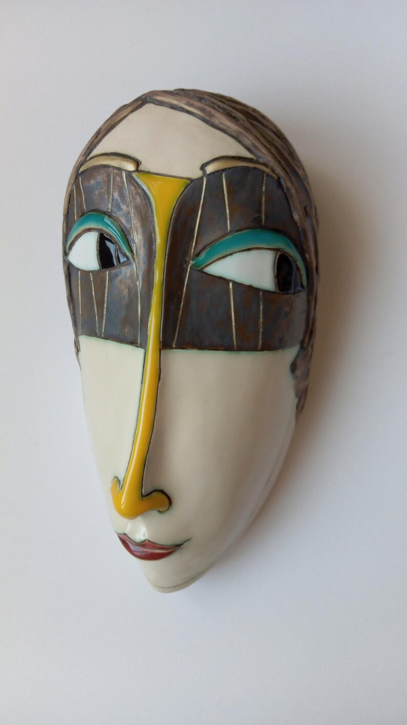 Ceramic Mask Handmade, Ceramic Face, Ceramic Sculpture, Mask for Wall ...