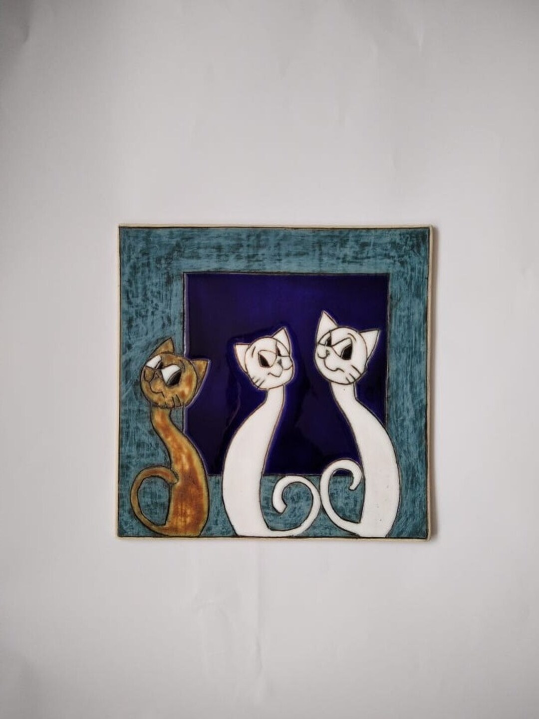 Wall Tiles, Cats Lovers Gift, Tile With Cats, Original Tile, Pottery ...
