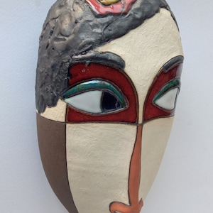 Ceramic Sculpture, Mask for Wall, Home Decor Mask, Fireplace Decor ...