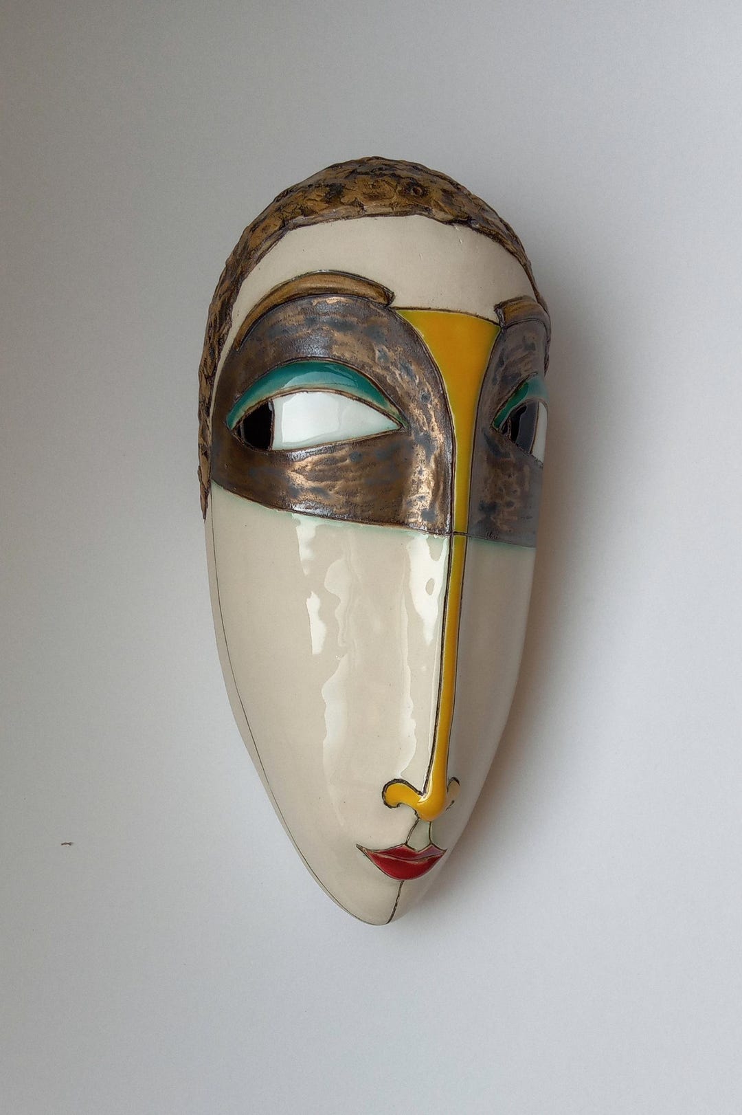 Ceramic Mask Handmade, Ceramic Face, Ceramic Sculpture, Mask for Wall ...
