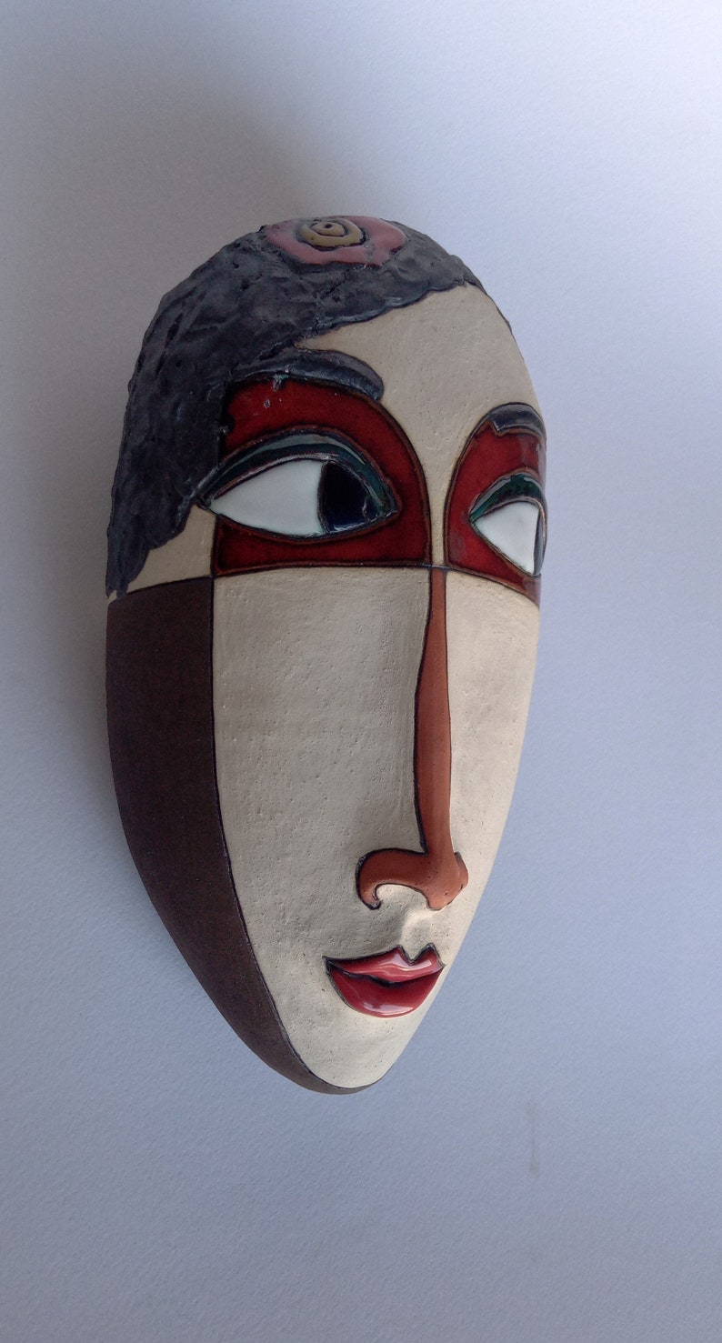 Ceramic Sculpture, Mask for Wall, Home Decor Mask, Fireplace Decor ...