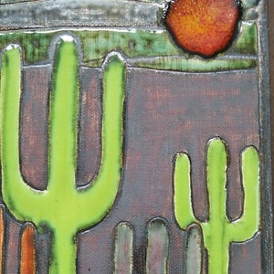Cactus Tile, Cactus Decor, Handmade Tile, Tile Covering, Cactus Lover ...