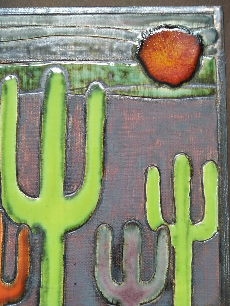 Cactus tile Cactus decor Handmade tile Tile covering | Etsy