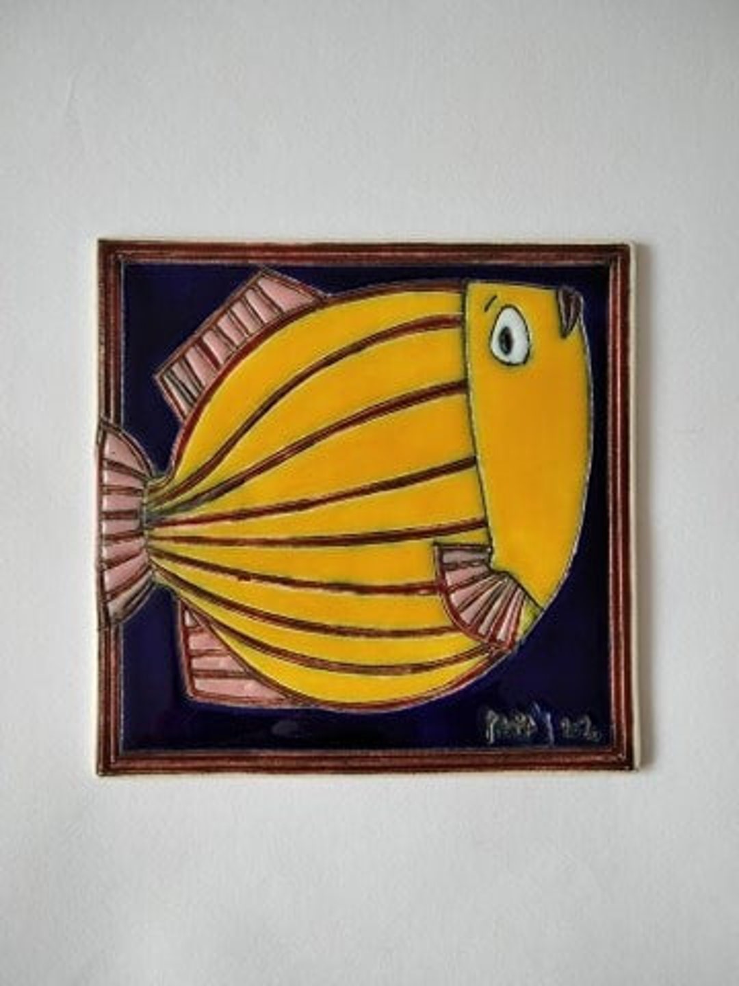 Handmade Ceramic Tile, Marine Motif Tile, Bathroom Decor Tile, Kids ...
