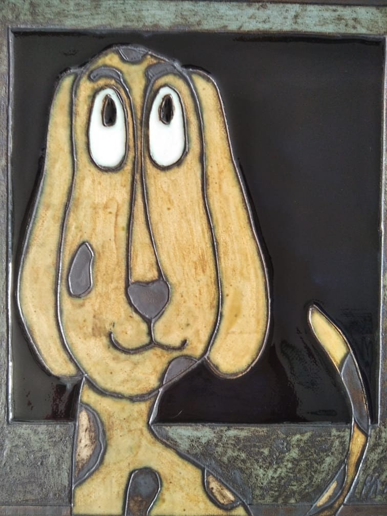 Handmade ceramic tile with dog Hanging on a wall Unique | Etsy