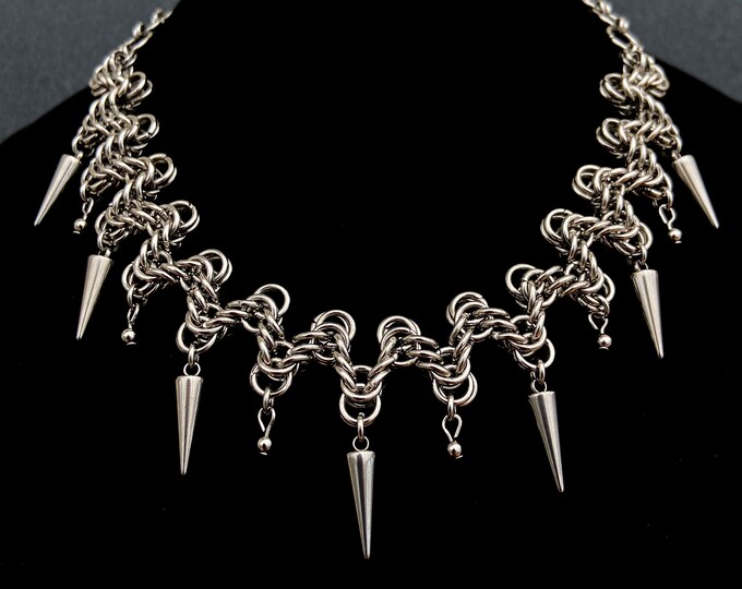 Spiked Chainmail Necklace, Byzantine, Stainless Steel, Handmade - Etsy