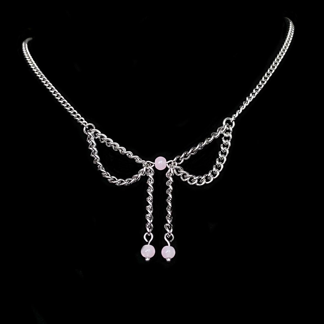 Chain Bow Necklace, Stainless Steel, Handmade - Etsy