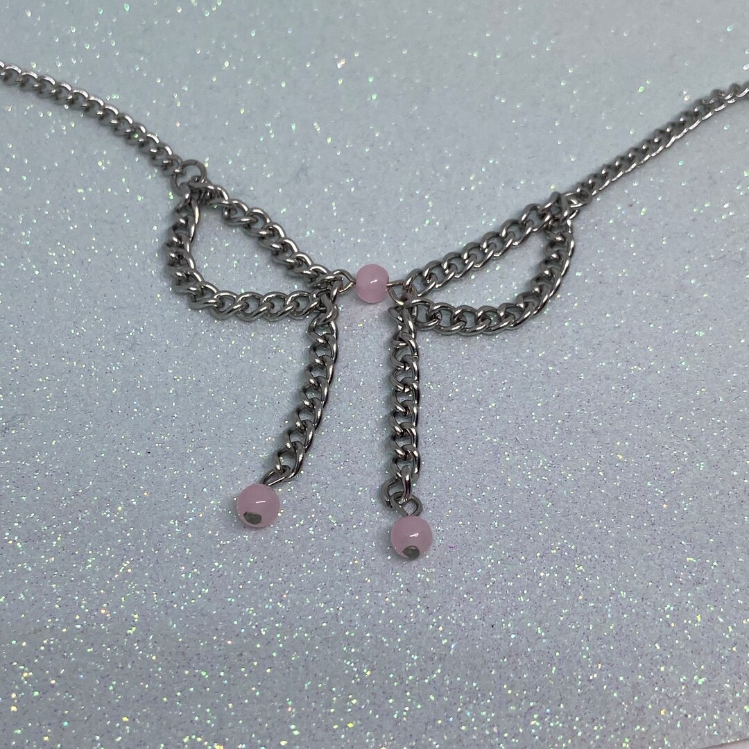 Chain Bow Necklace Stainless Steel - Etsy