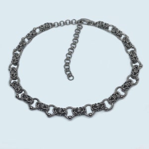 Captive Bead Chainmail Necklace, Chainmaille Byzantine, Stainless Steel ...