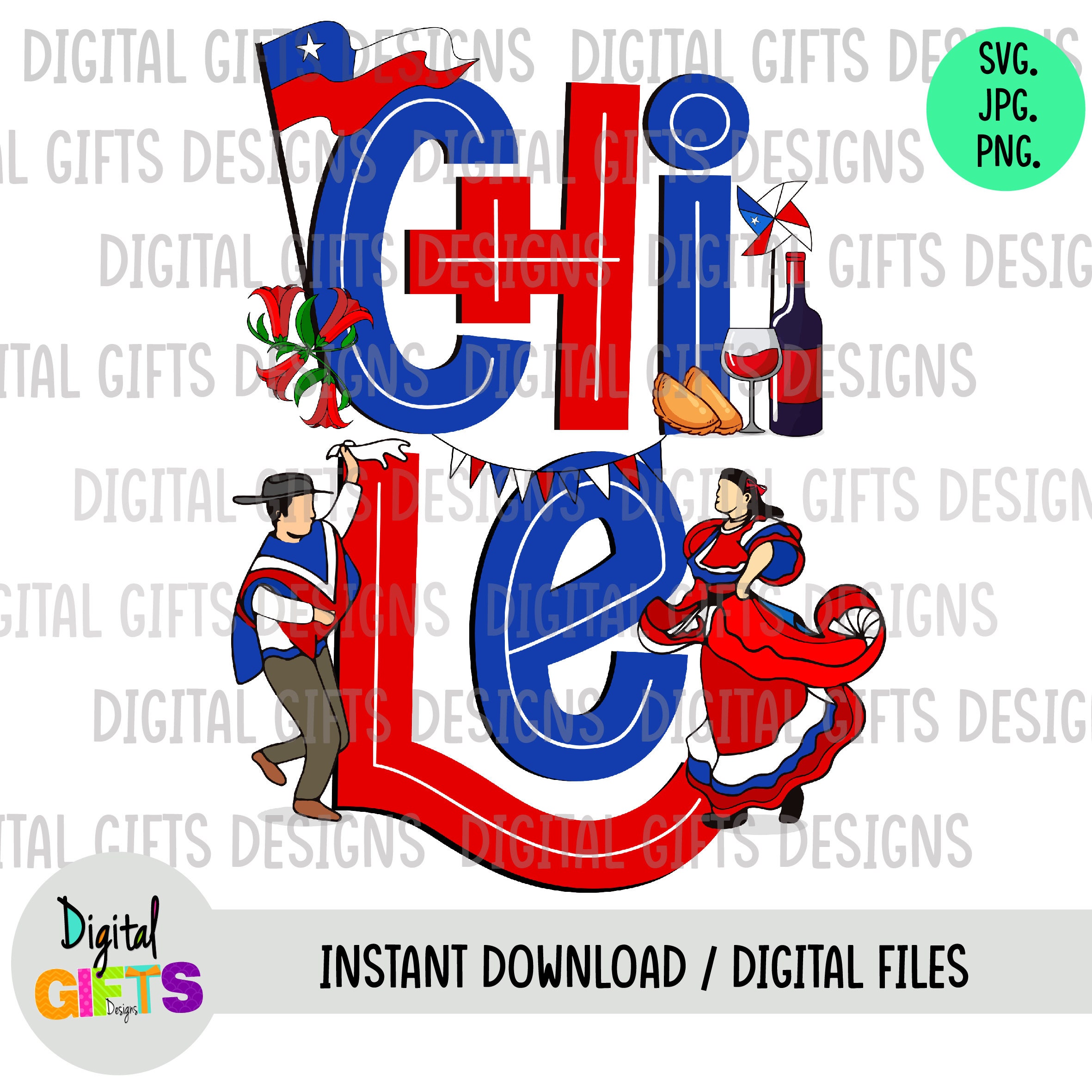 Chile fiestas diseño Svg Png Jpg Shirt Design. - Etsy España
