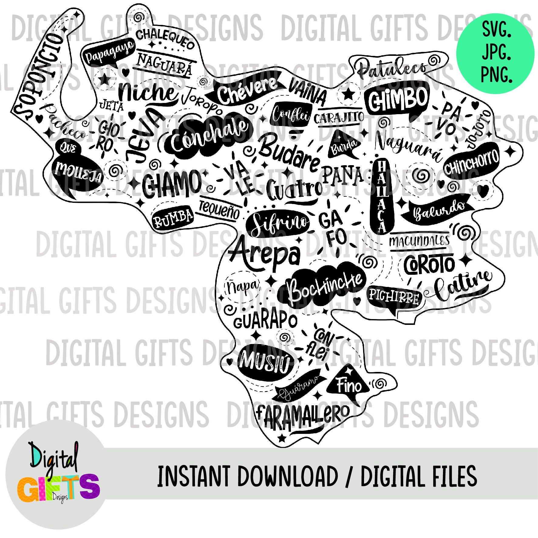 Palabras venezolanas, diseño Svg, Png, Jpg Design, Silhouette, Cricut ...